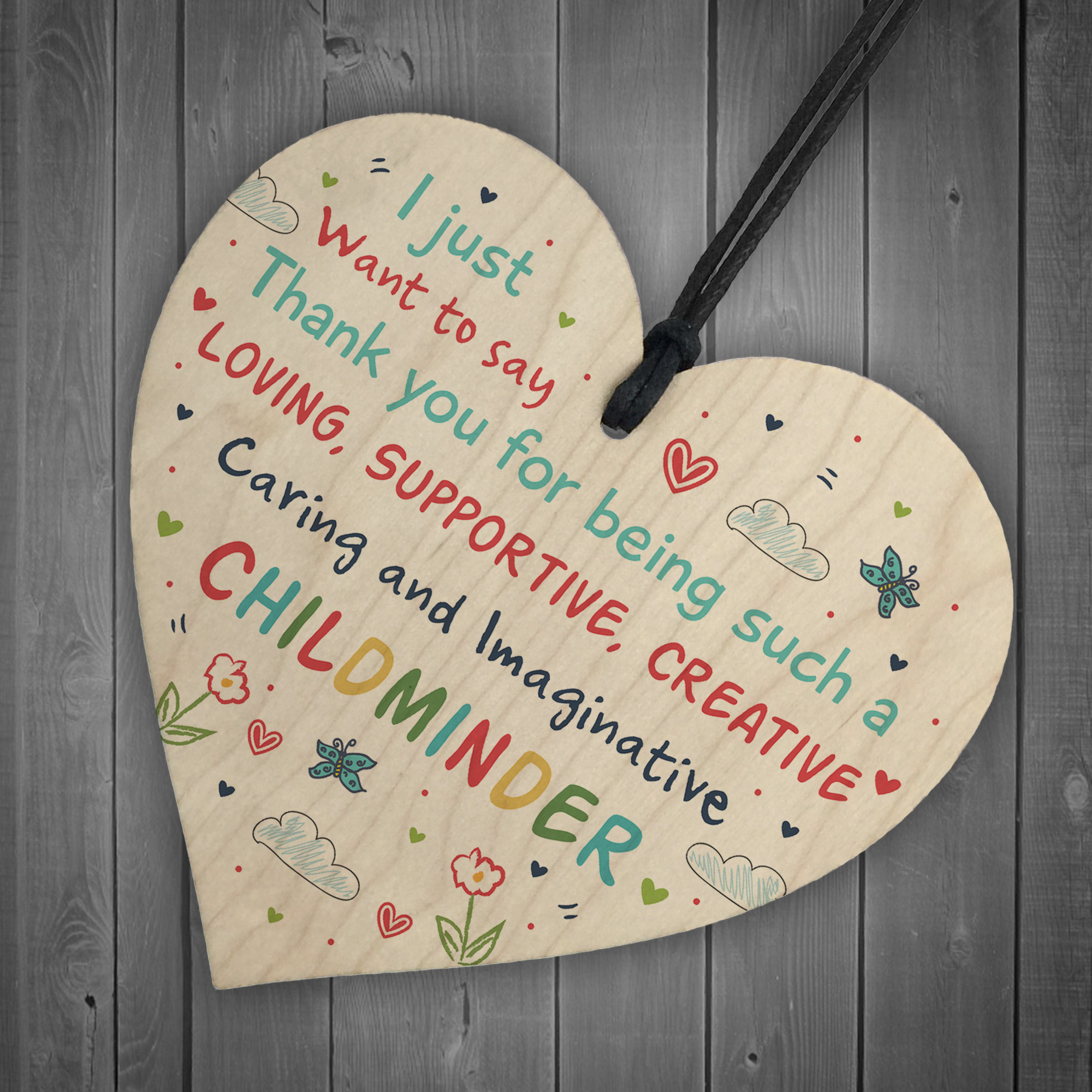 Thank You Gift For Childminder Babysitter Wooden Heart Leaving Pre ...