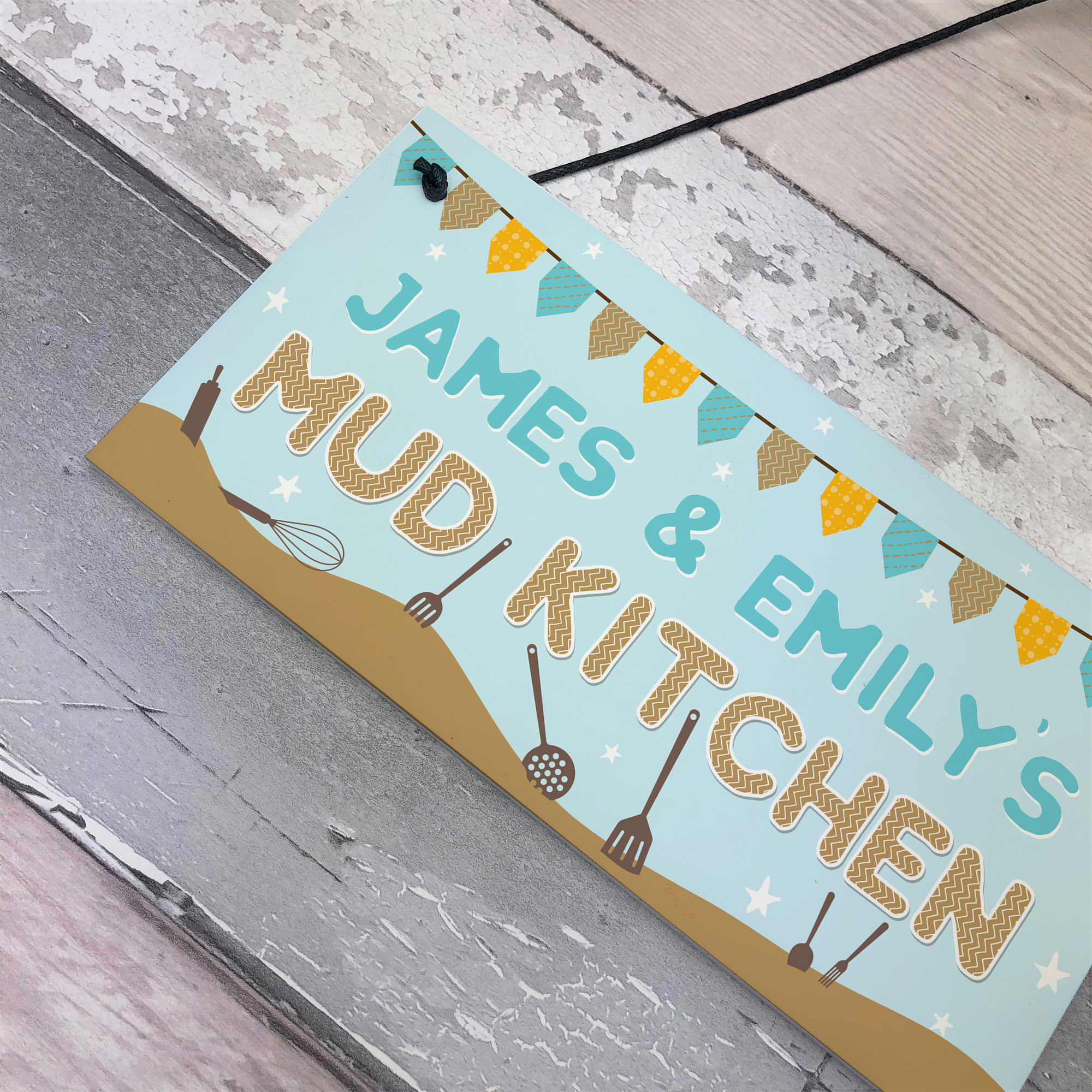 Personalised Name MUD KITCHEN Hanging Outdoor Sign Plaque Home School ...