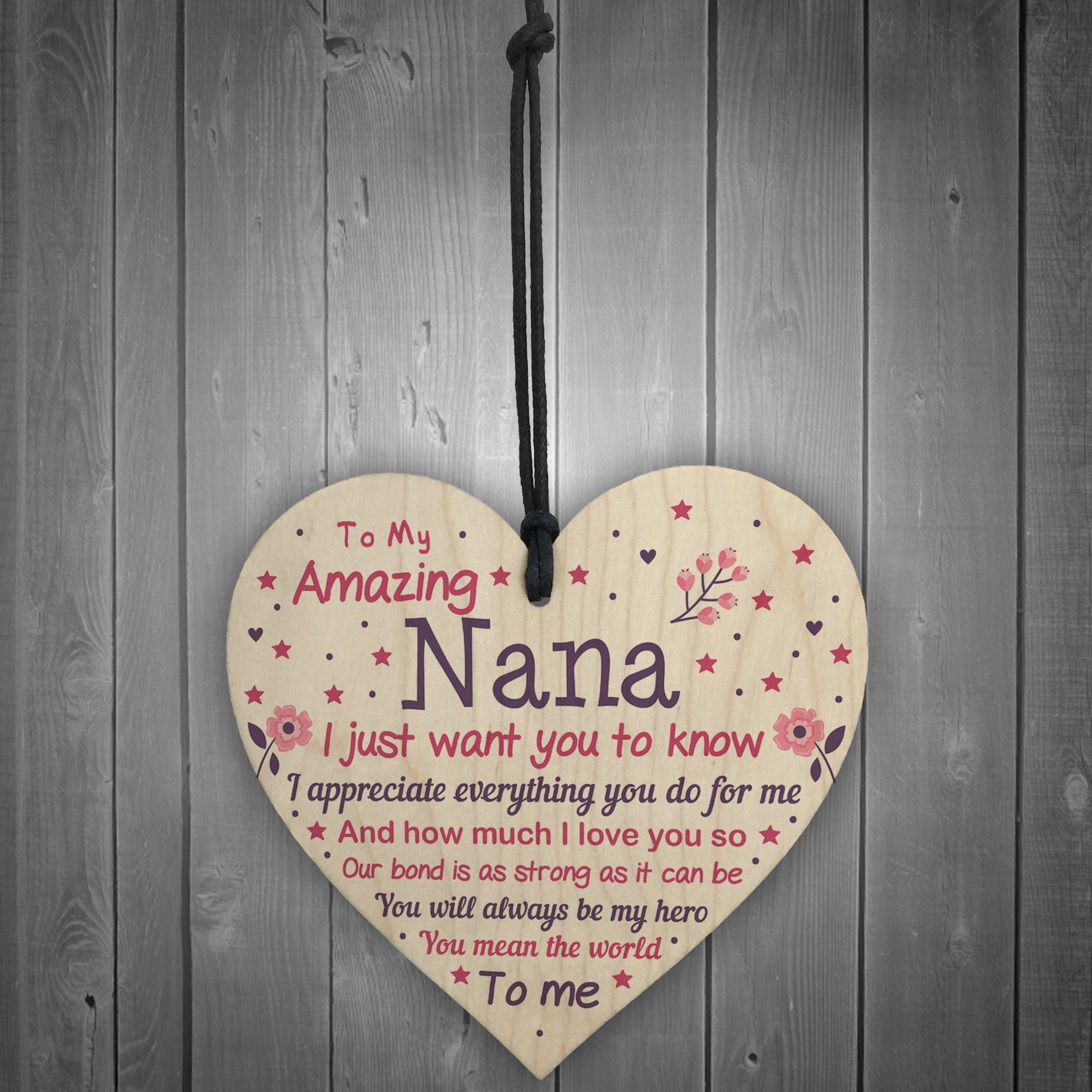 Nan Nanny Nanna Grandma Wood Heart Christmas Gift Love Poem From ...