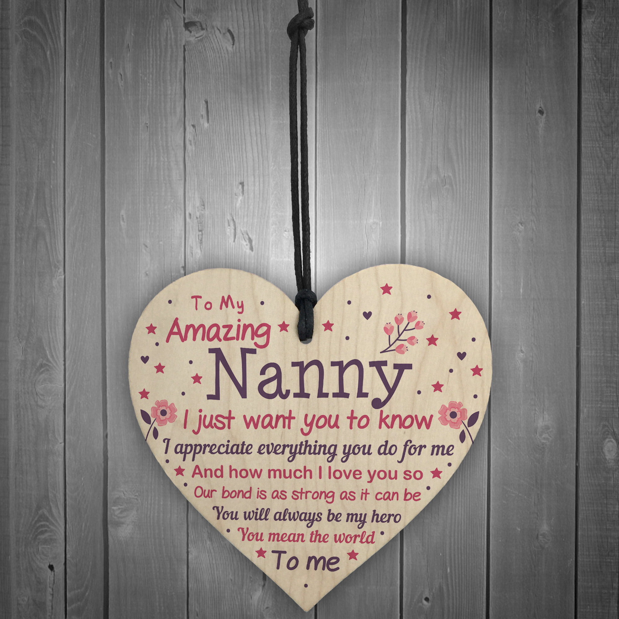 Nan Nanny Nanna Grandma Wood Heart Christmas Gift Love Poem From ...