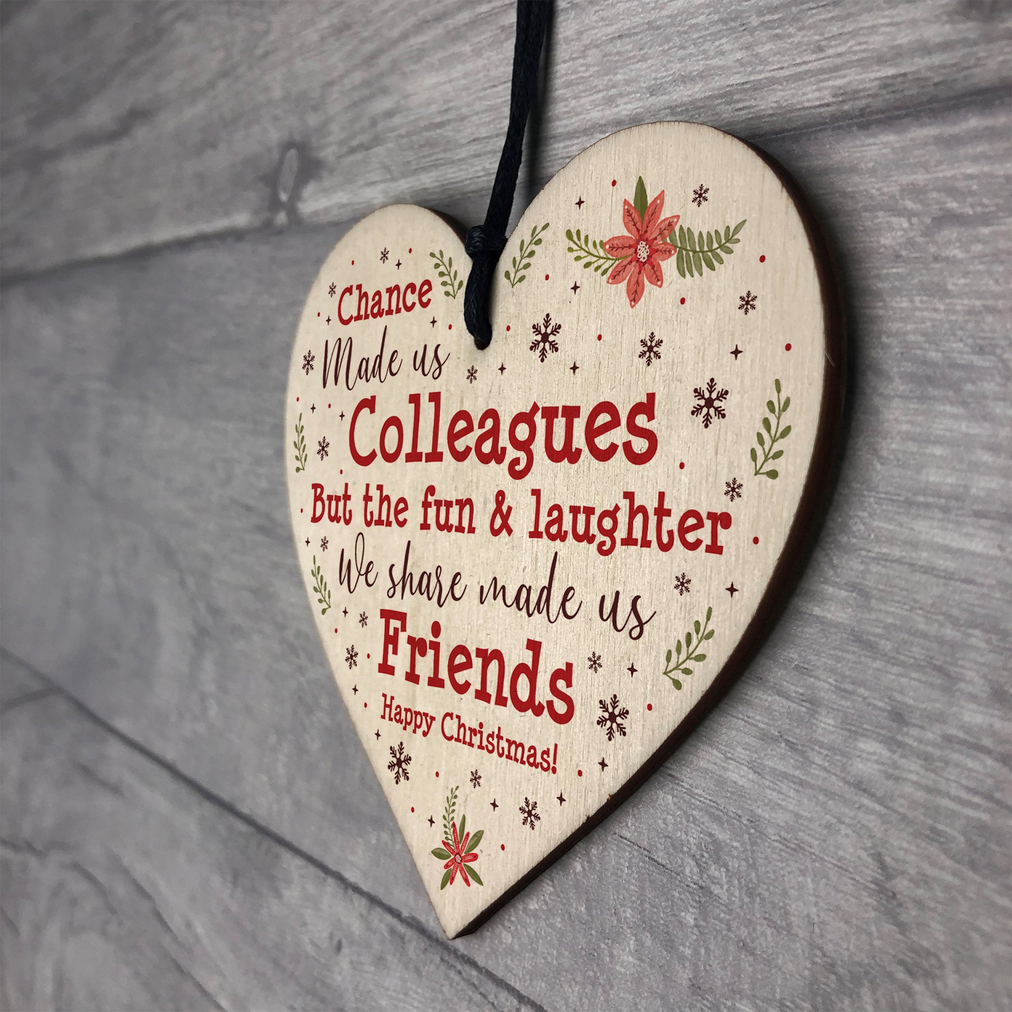Colleague Christmas Gift Wood Heart Sign Friendship Secret Santa Gift ...