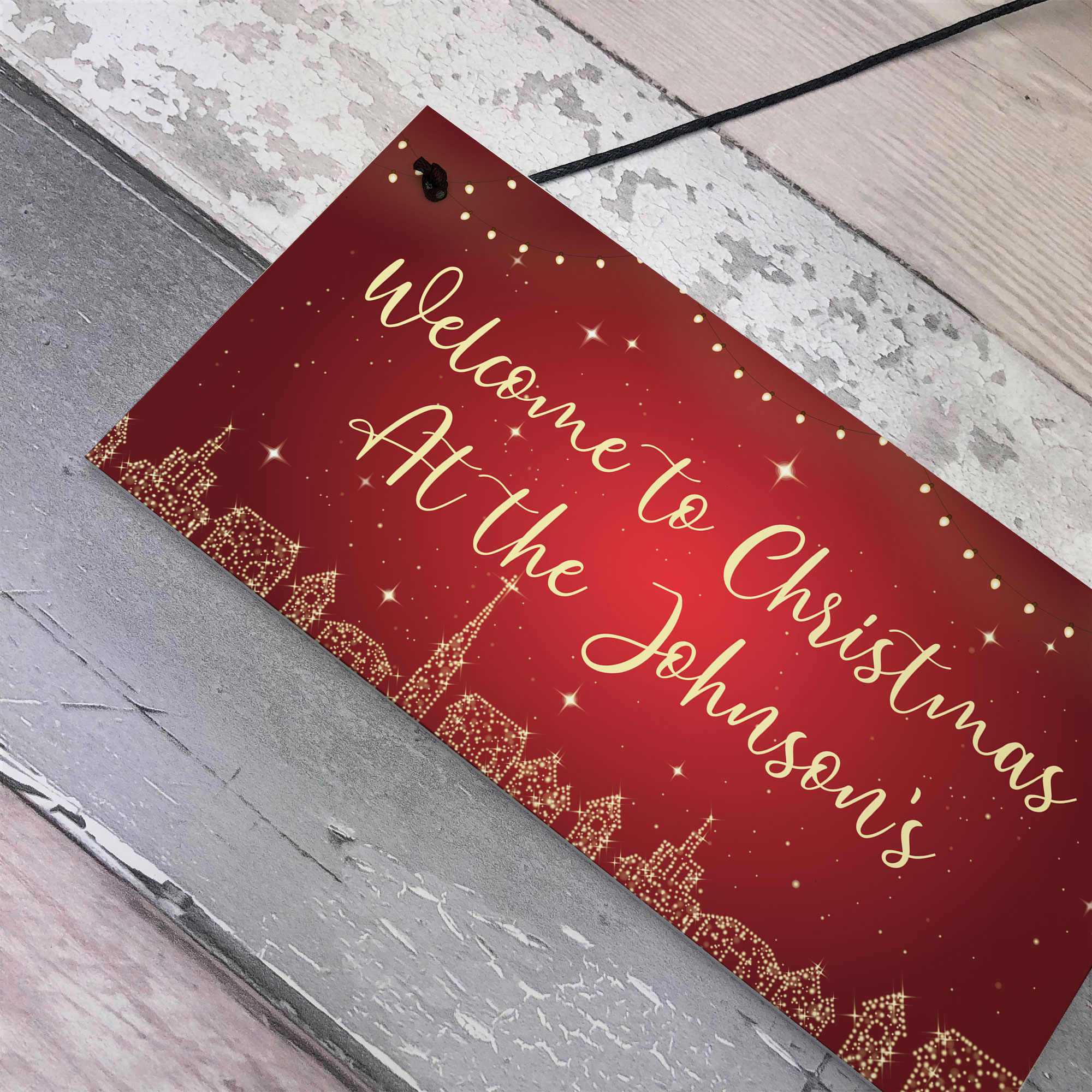 PERSONALISED Christmas Welcome Home Sign Plaque Christmas Decorations ...