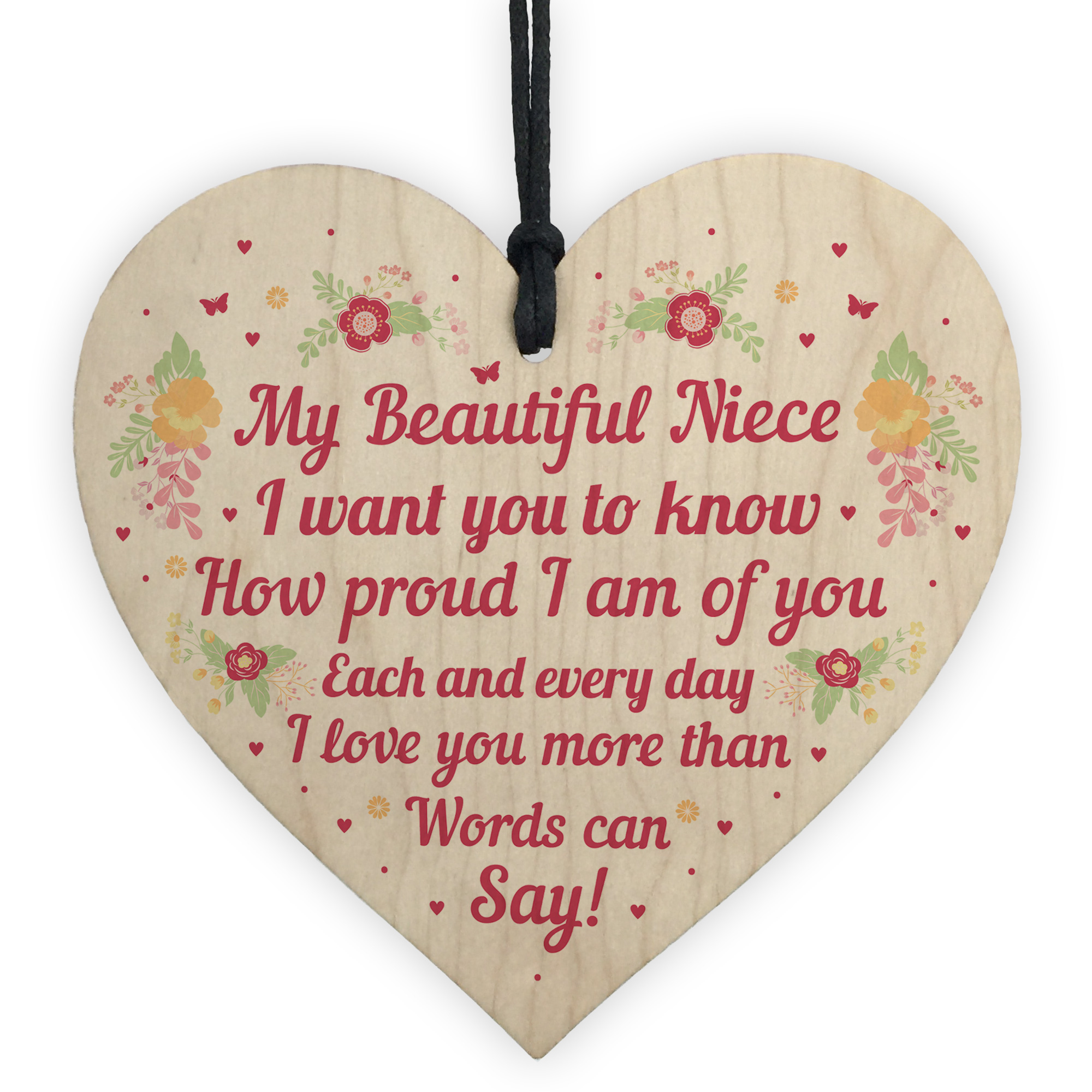 Niece Nephew Poem Gifts Wooden Heart Christmas Bauble Gifts From Auntie ...