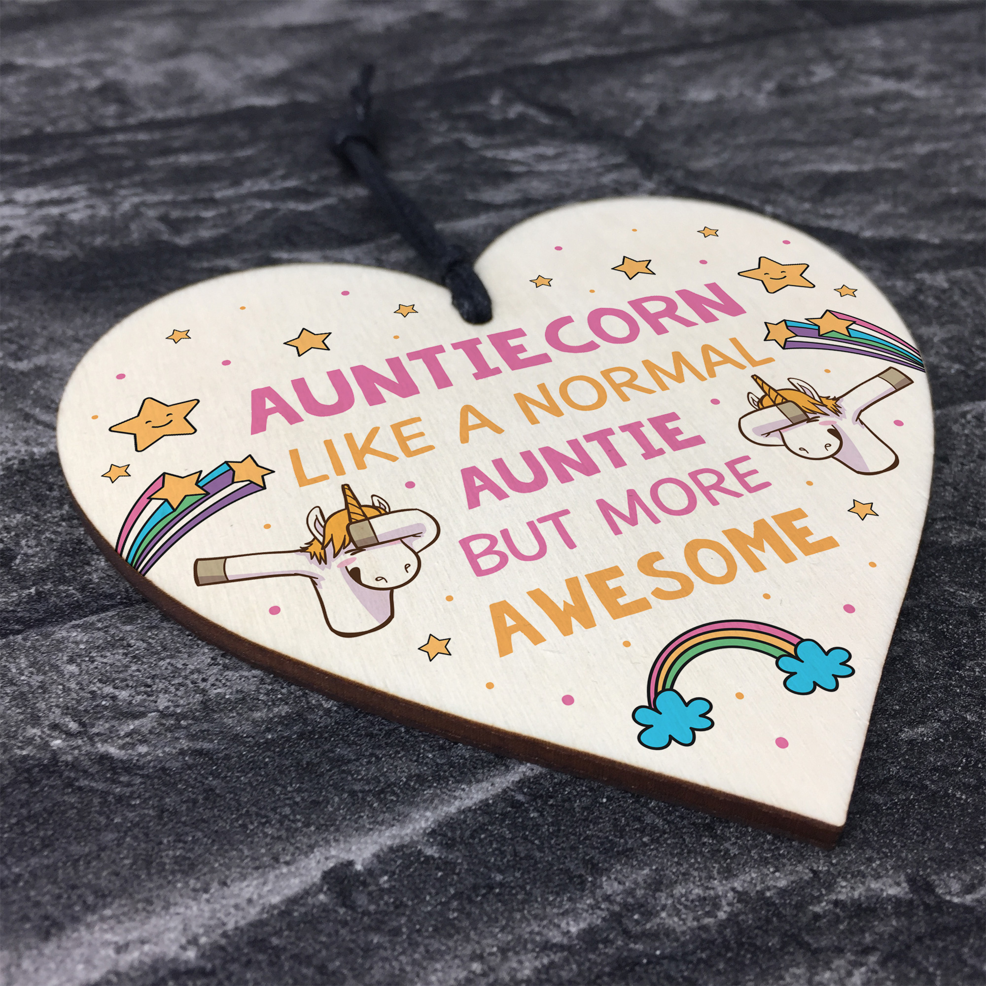Auntiecorn Auntie Birthday Christmas Wood Heart Novelty Auntie Gift ...