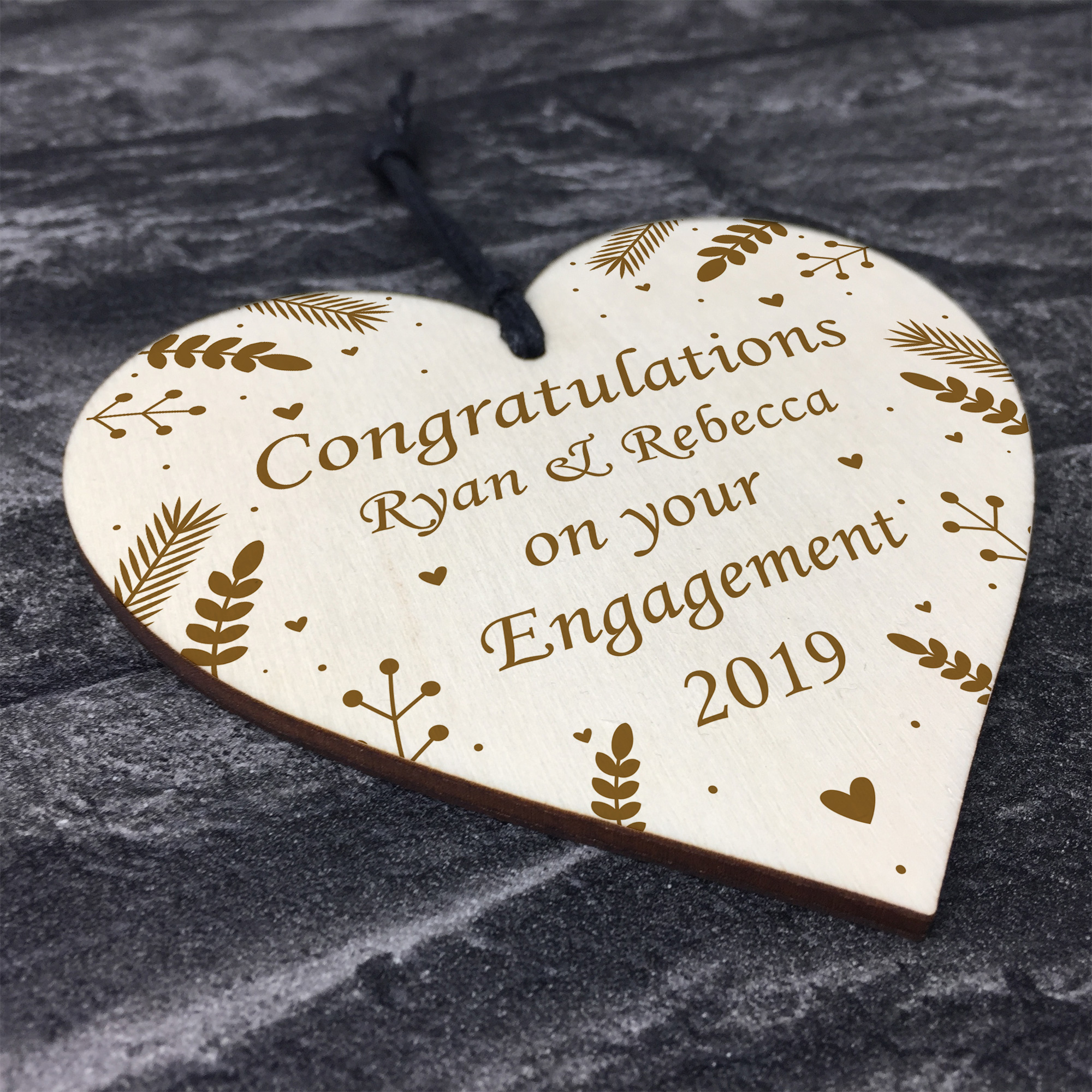 Congratulations On Your Engagement Wooden Heart Personalised Engagement ...