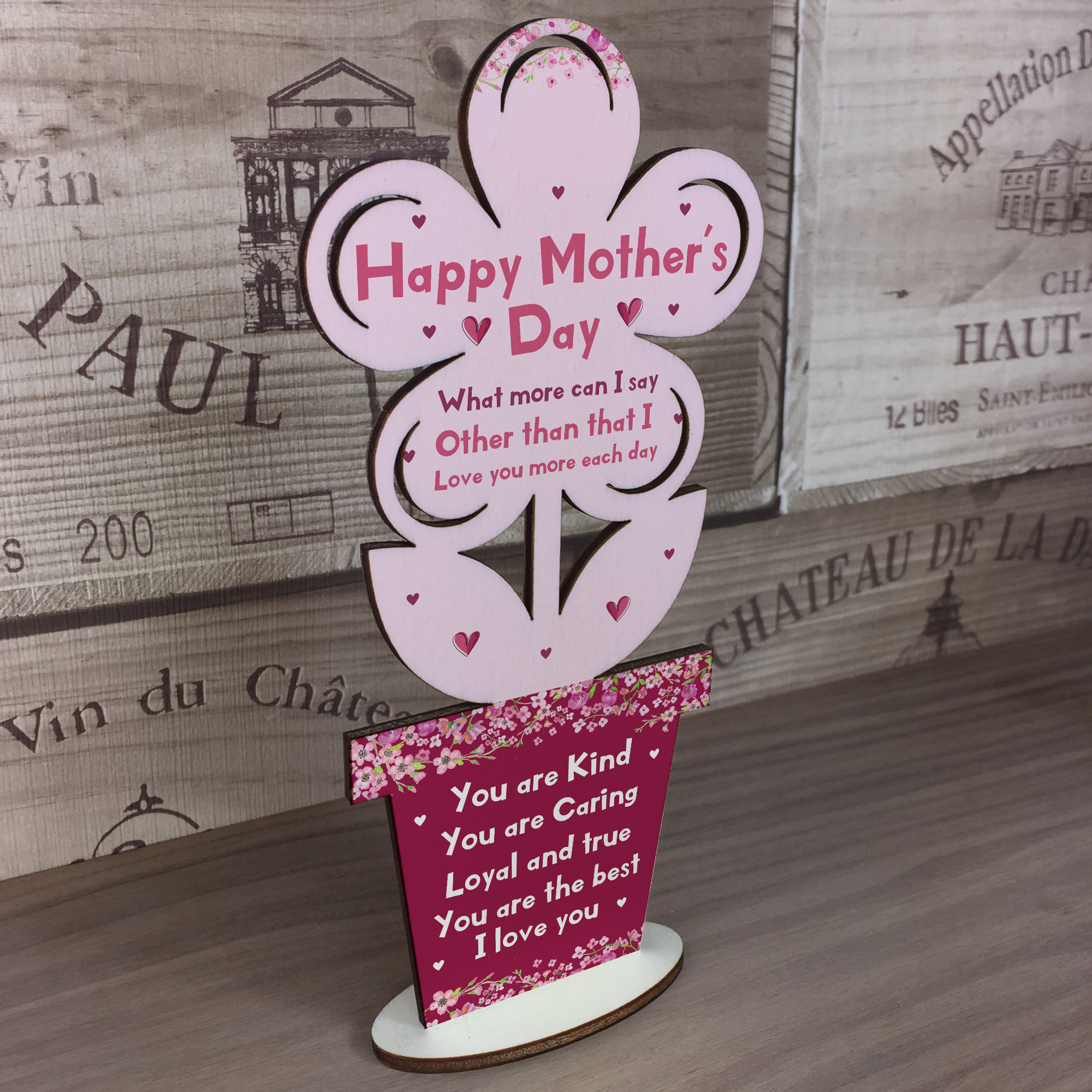 Happy Mothers Day Gift Wooden Flower Mum Gift From Daughter Son Lovely ...