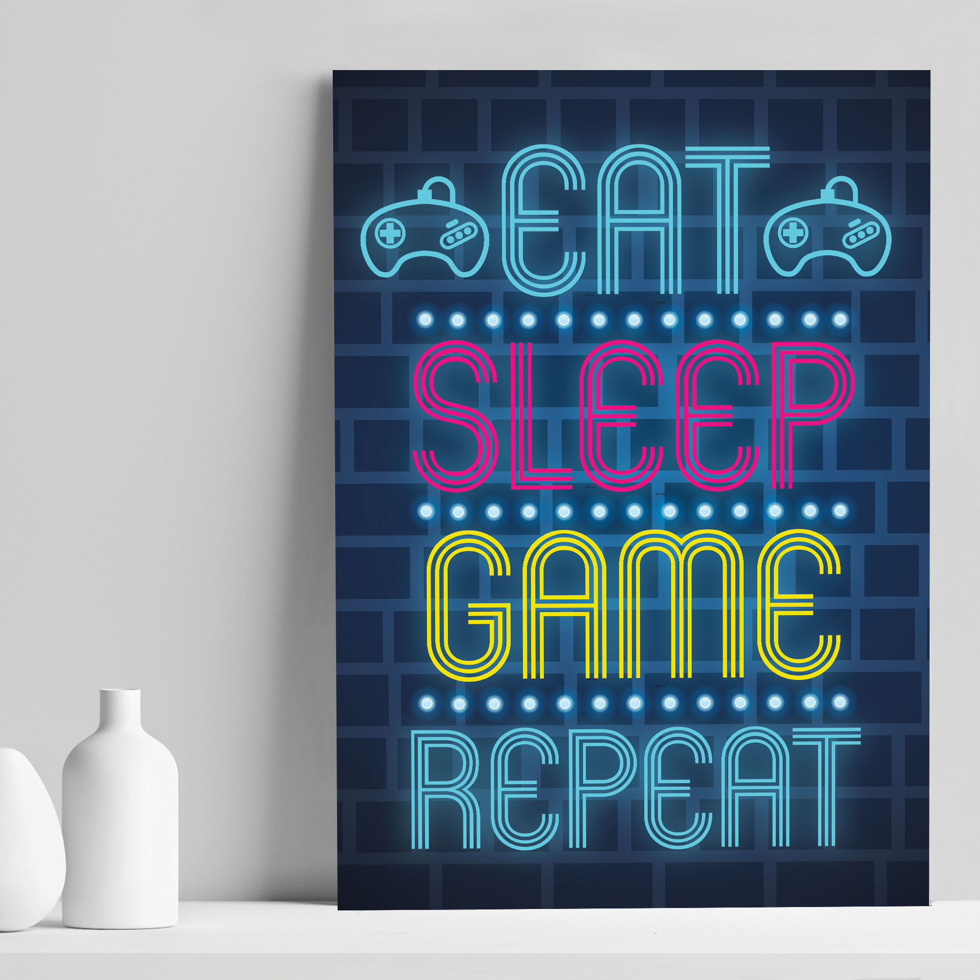 Neon Gaming Print Gamer Bedroom Gifts Wall Art Gaming Poster Gift For ...