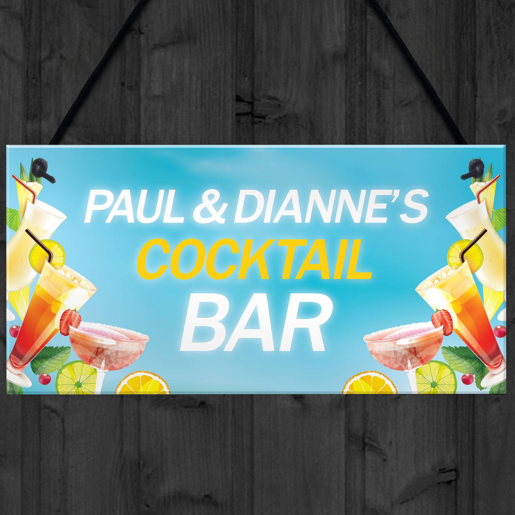 Cocktail Bar Personalised Sign Home Bar Plaque Decor Hanging Garden ...