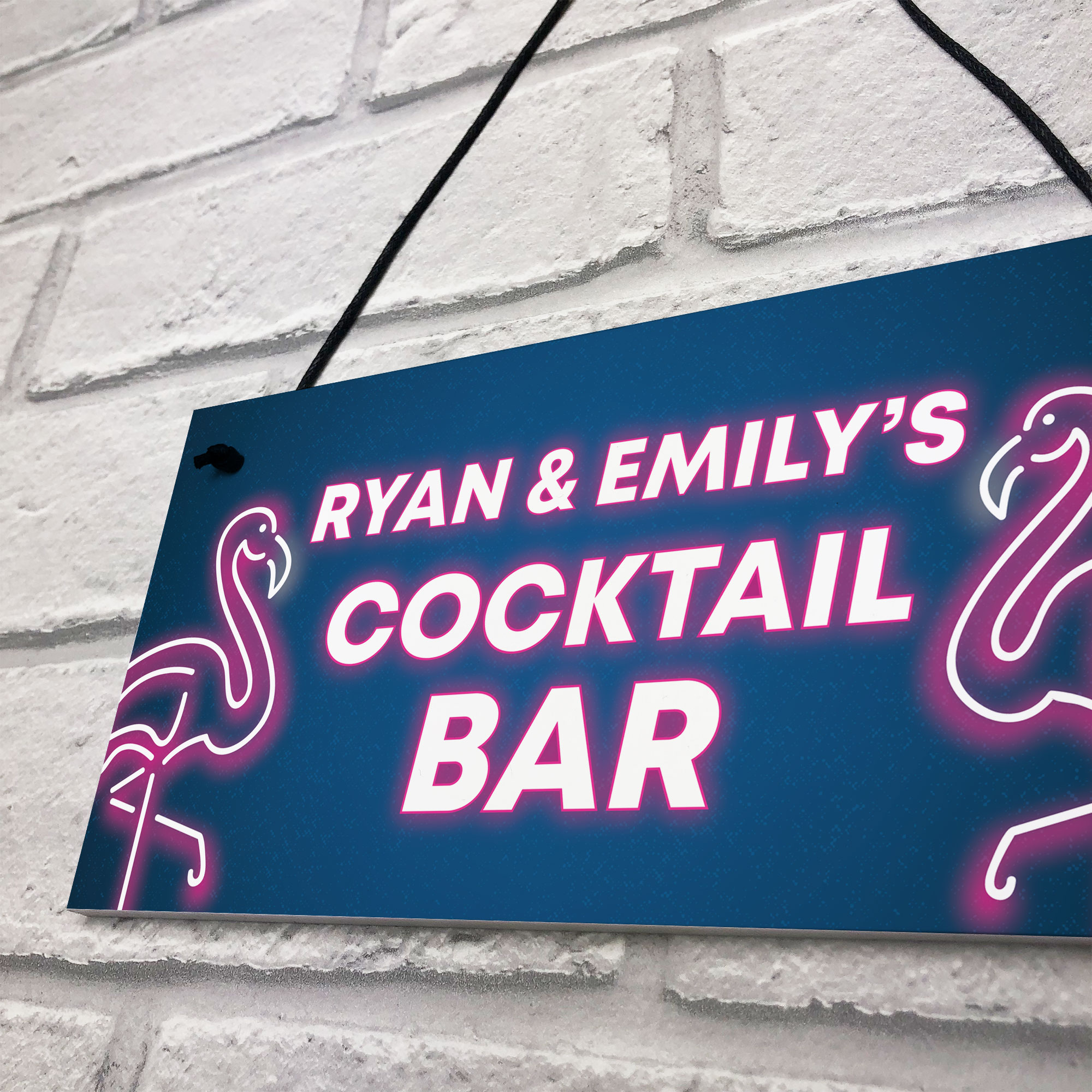 Cocktail Bar Personalised Plaque Neon Effect Sign For Home Bar Kitchen ...