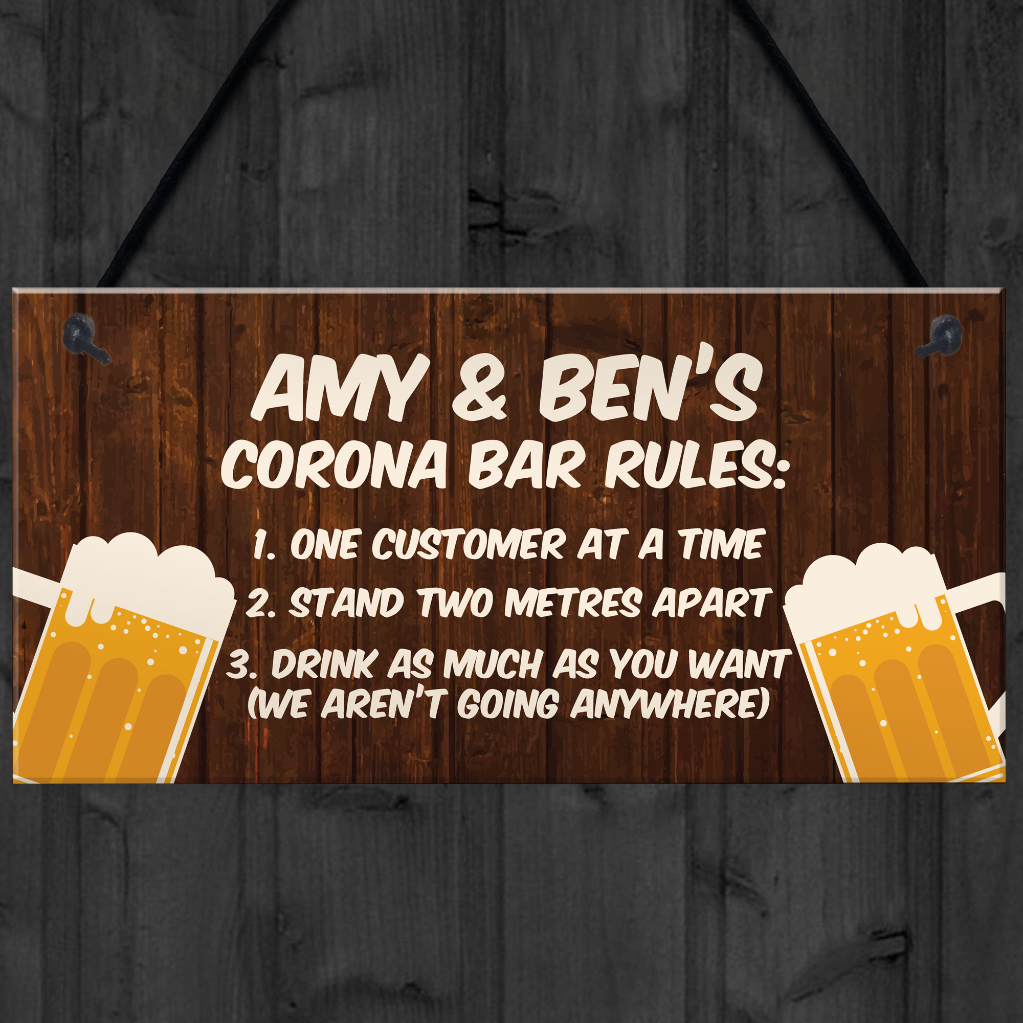 Funny Personalised Corona Bar Rules Home Bar Pub Sign Garden Plaque ...