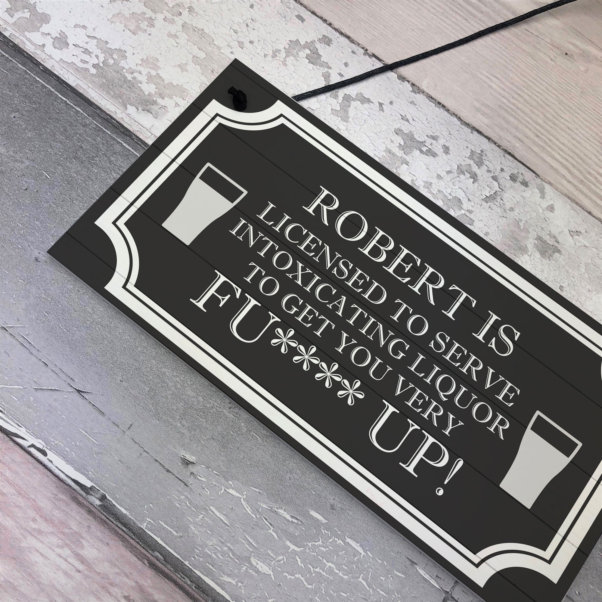 Funny Rude Home Bar Sign Personalised Man Cave Pub Bar Hanging Plaque ...