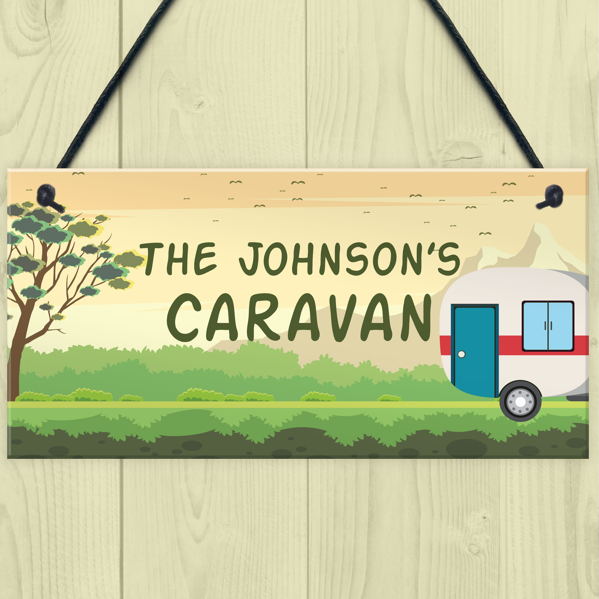Personalised Caravan Accessories Novelty Hanging Sign Camper Van ...