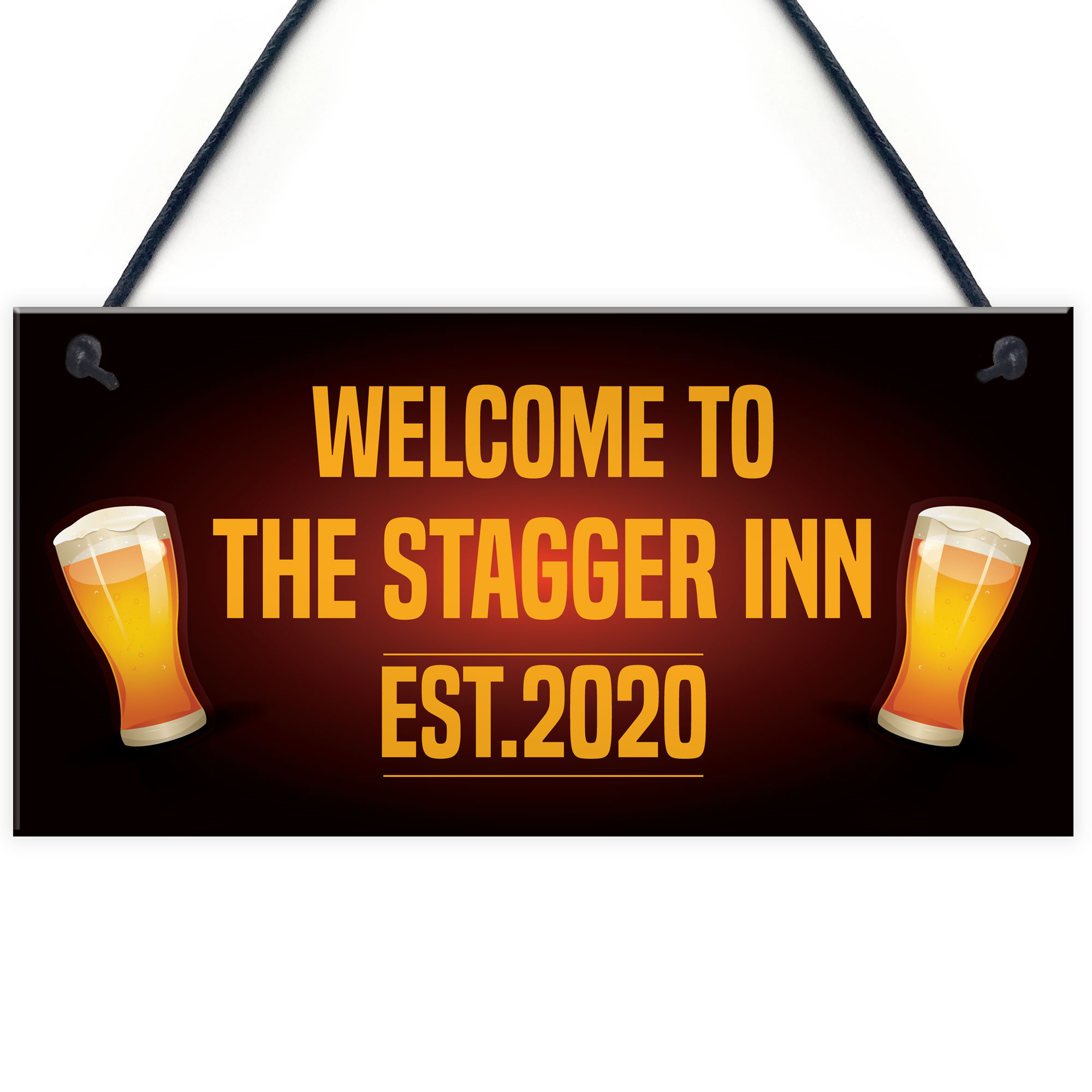 Personalised STAGGER INN Home Bar Sign Hanging Man Cave Sign Beer ...