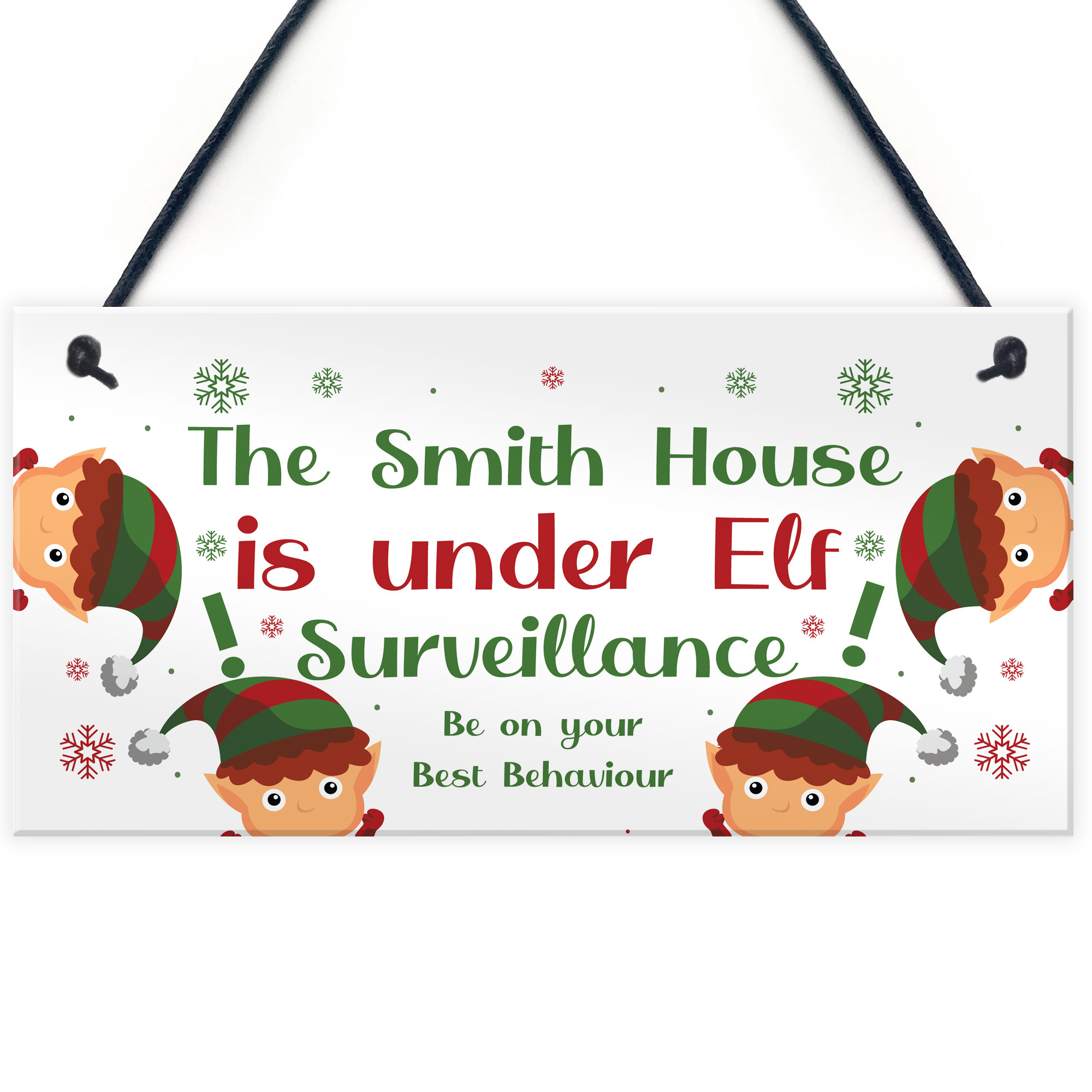 PERSONALISED Elf Surveillance Sign Christmas Decoration For Home Elf ...