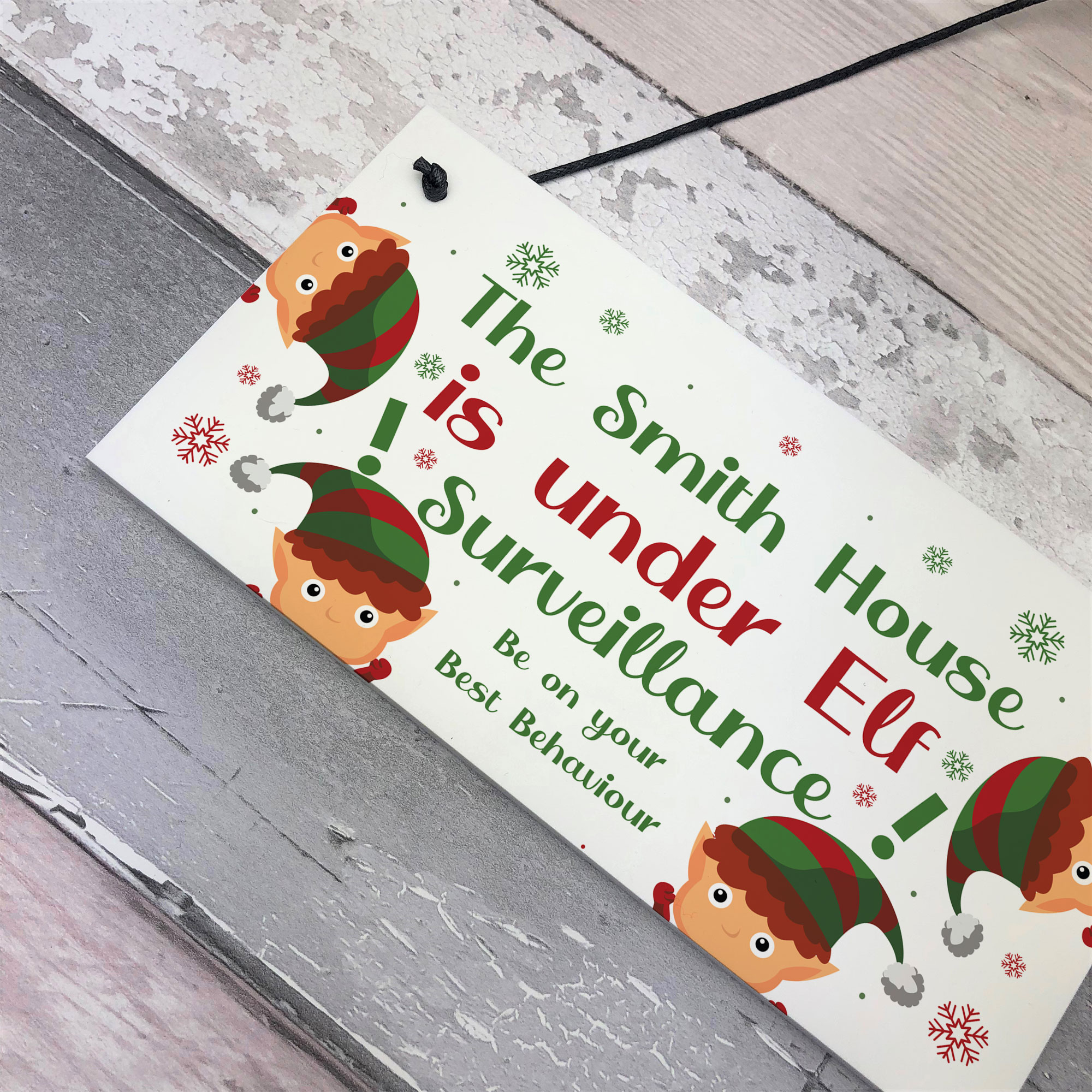 PERSONALISED Elf Surveillance Sign Christmas Decoration For Home Elf ...