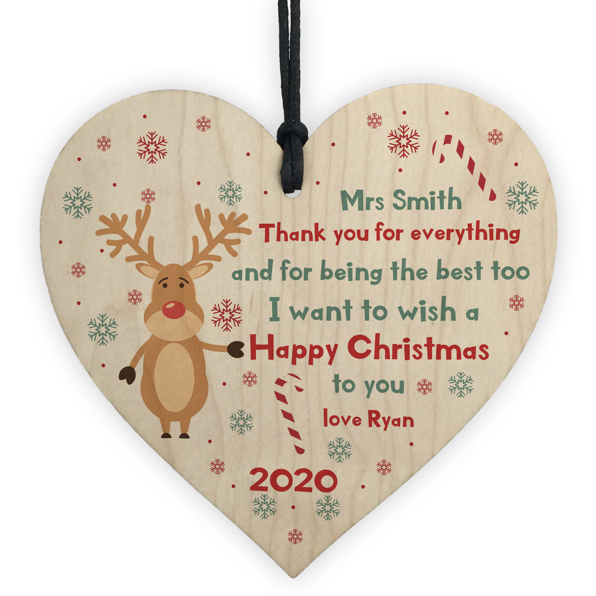 PERSONALISED Christmas Gift For Teacher Assistant Wood Heart Thank You personalised-christmas-gift-for-teacher-assistant-wood-heart-thank-you