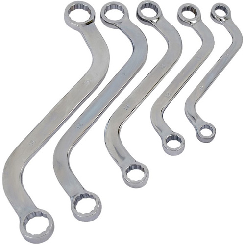 5 PIECE "S" Shape Spanner Wrench Set Spanners Metric Mechanics Garage ...