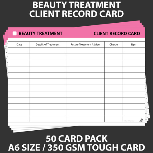 Posh Panda Beauty Client Record Card Treatment Consultation Cards A6 ...