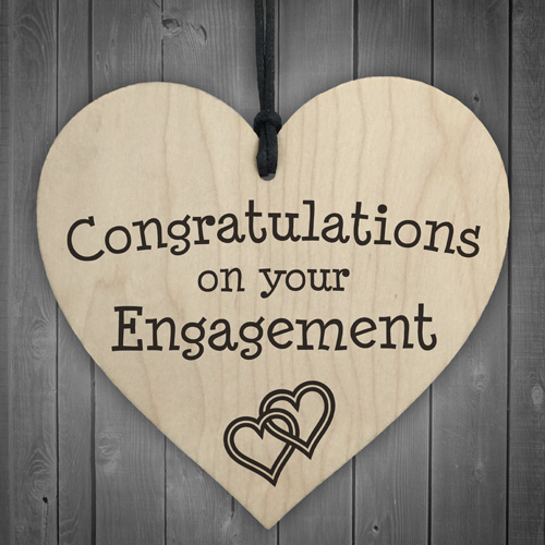Congratulations On Your Engagement Wooden Hanging Heart Plaque Wedding ...